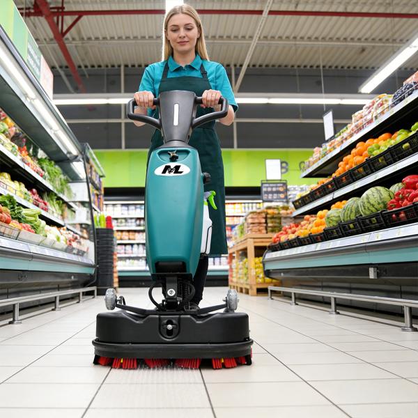 Quality Mini Floor Scrubber Machine 24V 14Ah Battery 80 Minutes Long Working Time for Small Commercial Places for sale