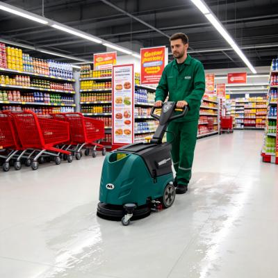 China Compact Walk Behind Floor Scrubber with One‑Key Operation Reduces Training Time for Commercial Cleaning for sale