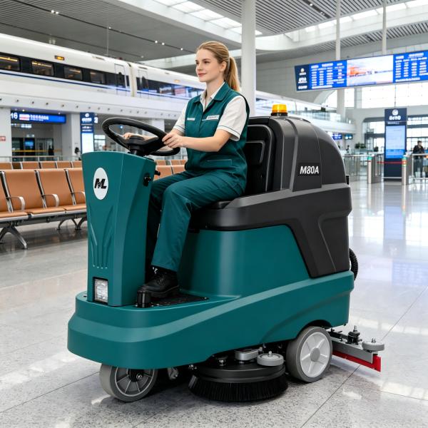 Quality Electric Ride-on Floor Scrubber 2×360mm Cleaning Path 4000㎡ Per Hour Heavy Duty for sale