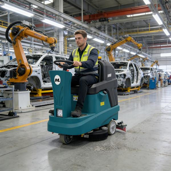 Quality Professional Ride-on Floor Scrubber 2-Year Warranty 153AH Battery Low Noise Strong Cleaning for sale