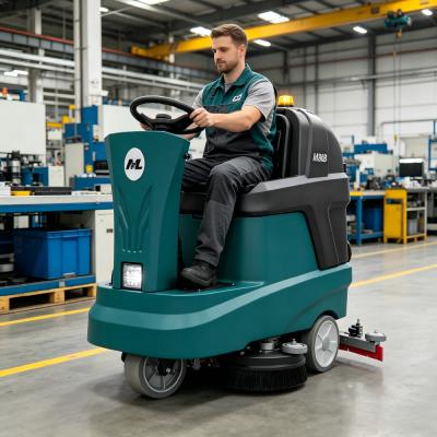 China Battery Powered Ride-on Floor Scrubber Long Lasting 3H Working Time Commercial Floor Washer for sale
