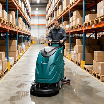 China Battery Operated Automatic Floor Scrubber Dryer Walk‑Behind Type Cleaning Machine for Hotel & Hospital for sale