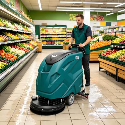 China Walk‑Behind Hard Floor Scrubber Washer Automatic Battery Powered Cleaning Machine for Manufacturing Plant & Shopping Mall for sale