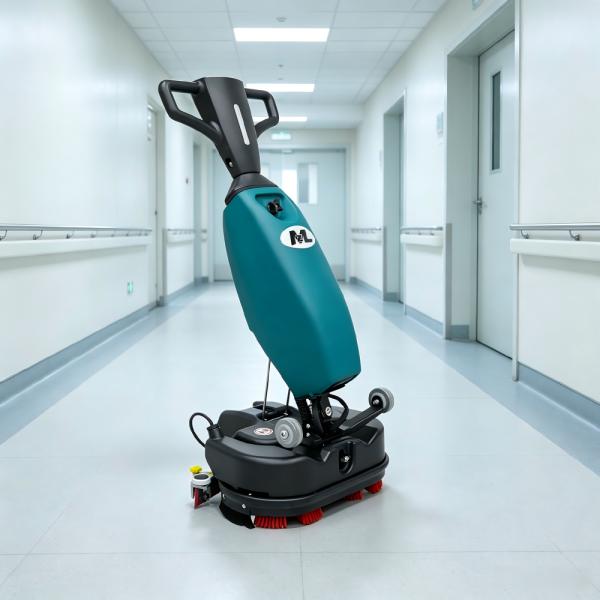 Quality Commercial mini floor scrubber battery double brush for hospital office hotel for sale