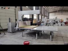Four Guide Wheels Vertical Knife Sponge Cutting Machine With Hand Moving Aluminum Work Table High Cutting Accuracy Cutting Sponge Into Block And Strip Efficiency And Reliability Reducing Downtime