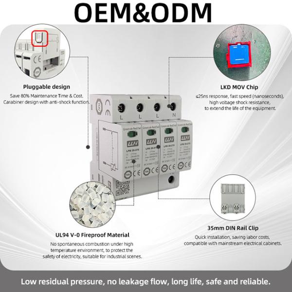 Quality Type 2 Surge Protection Device 3 Phase 220V 385V 40kA 80kA For Electrical Panel for sale