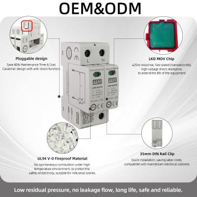 China DIN Rail 2 Pole Surge Protector With NO NC Remote Signalling, Single Phase Secondary Remote Monitoring Lightning Module for sale