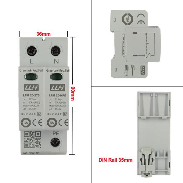 Quality TUV CE Certified 2P AC Surge Protector, IEC Standard Single Phase Secondary DIN Rail Lightning Module for sale