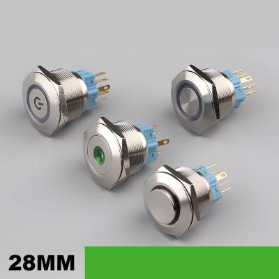 Cina Interruttori a pulsante in metallo illuminati da 28 mm LED ad anello rotondo da 500 V in vendita