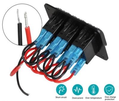 Cina DC 12V 24V Blu LED retroilluminato 3 Gang Aluminio 5 Pin ON Off Toggle Rocker Switch Panel in vendita