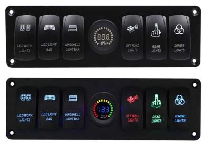 China Color Voltmeter 6 Gang DC12V 24V Led On Off 5 PIN Rocker Switch Panel para Caravana Automotive Marine à venda