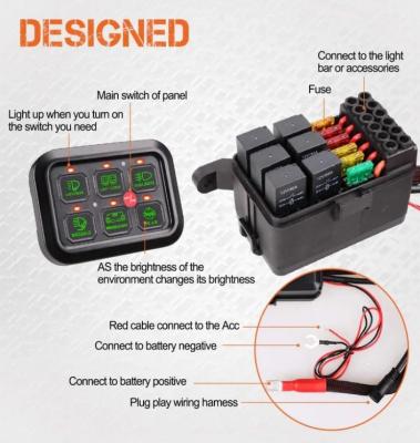 China 6 Gang 12V Led Switch Panel Kit RGB Automático Dimmable Universal Light Bar Controller com APP à venda