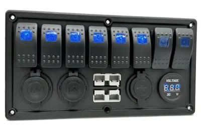 中国 12V 8 Way Gang Rocker スイッチ パネル W/ 50A デュアルアンダーソンプラグ アクセサリー 電源ソケット & デュアルUSB 販売のため