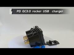 12v 24v Usb Charger Rocker Switch Fast Charge Socket Waterproof Quick Dual Pd Qc3.0 For Cars Boat