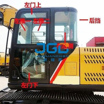 China 75C 95C 75Pro Excavator Front Windshield Sliding Window Rear Side Bending Rear Skylight Top Glass for sale