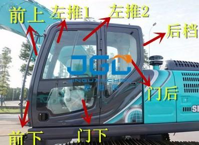 China SK210 250 260 350LC-10 Excavator Front And Rear Windshield Laminated Glass for sale