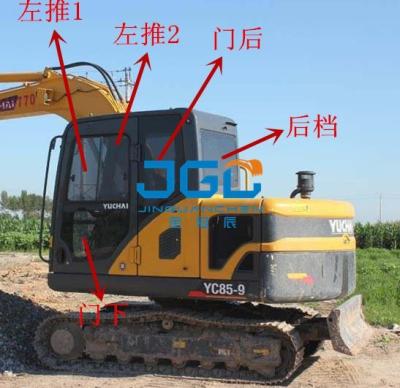 China YC85-9 150 360 230 135-9 Excavator Front And Rear Windshield, Left And Right Doors And Windows for sale