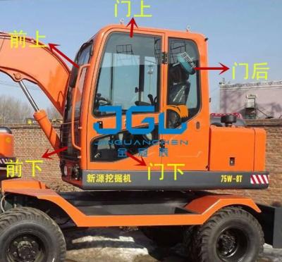 China XY75W-9T 85W-8T Excavator Glass Doors And Windows Left And Right Front And Rear Skylight Windshield for sale