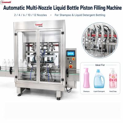 China Automatic Piston Filling Machine 6 Head 100-1000mL Shampoo Detergent Bottle Filler for sale