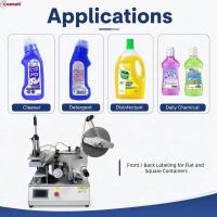 China Semi Automatic Front Back Labeling Machine Flat Square Bottle Sticker Labeler for sale
