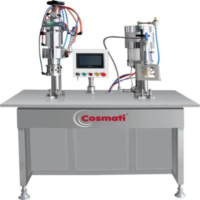 China 3 in 1 Single Man Operate Bag On Valve Aerosol Filling Machine for sale