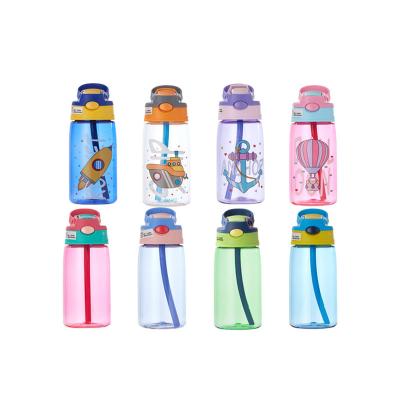 China 480ML Custom logo Portable Water Bottles milk cartoon cute plastic water bottle with lids and straws for sale