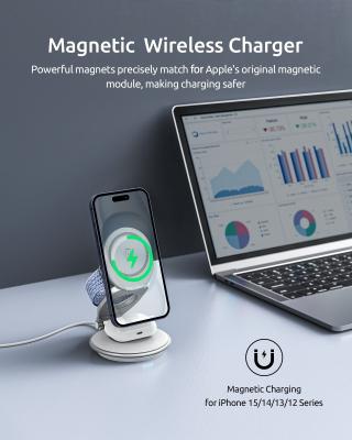 Cina Stazione di ricarica rapida magnetica senza fili rotazione 3 in 1 pieghevole 15W in vendita