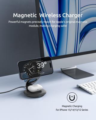 Cina Stazione di ricarica rapida magnetica senza fili rotazione 3 in 1 pieghevole 15W in vendita
