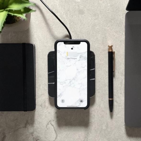Quality Real Marble Square QI Wireless Charger 10W 7.5W For Phone Distance 2-10mm for sale