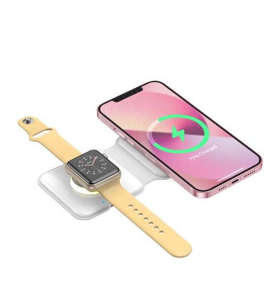Quality Night Light Style 2In1 Folding Wireless Travel Charger Fast Charging 15W for sale