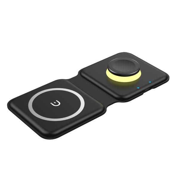 Quality Night Light Style 2In1 Folding Wireless Travel Charger Fast Charging 15W for sale