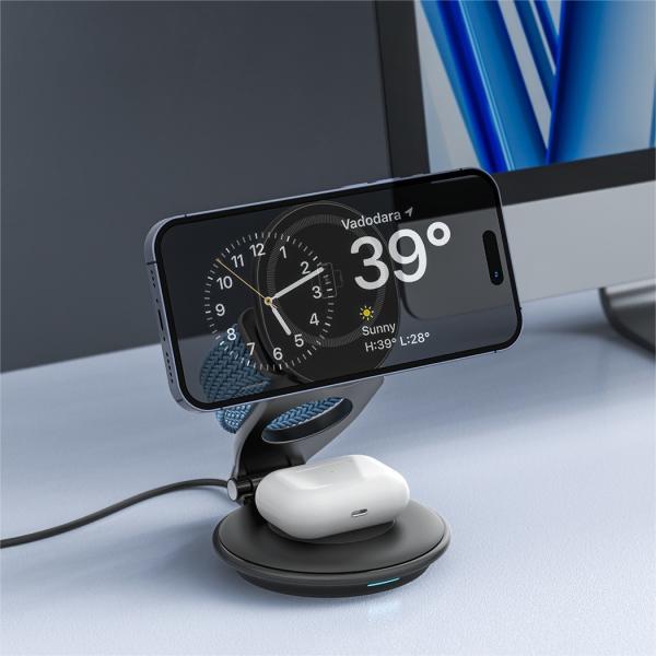 Quality 360 Rotating Metal Magsafe Wireless Charger Stand 15W/10W/7.5W/5W For Phone for sale