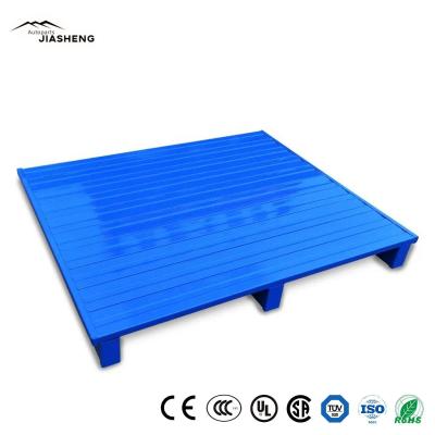 China 4 Way Single Faced Corrugated Metal Pallets Suppliers Blue Logistics Iron Pallet Statted Type Steel Pallet for sale