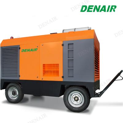 China Diesel Drive Portable Mobile Rotary Double Screw Air Compressor Used for Drilling for sale