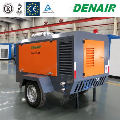 China 350cfm Industrial Diessel Power Movable Mobile Type Rotary Screw Air Compressors for sale