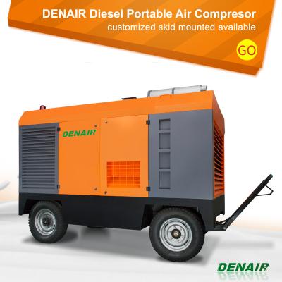 China Industrial High Pressure Diesel Driven Movable Mobile Portable Rotary Screw Air Compressor for sale