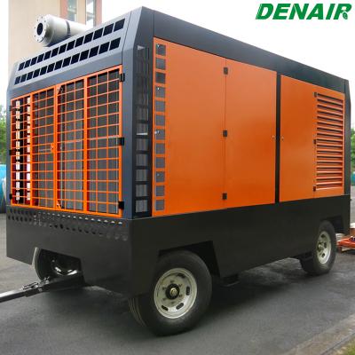 China Cummins Diesel Powered Mobile Screw Air Compressor with Jack Hammer for sale