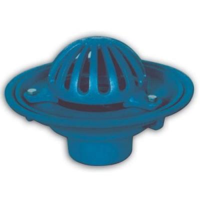 China Ductile Iron full-flow 180 degree vertical roof outlet – Eared with the dome or flat grate for sale