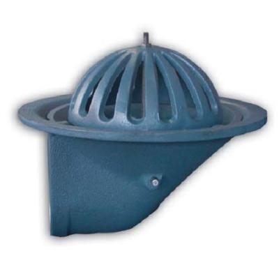 China Ductile Iron full-flow 90 degree side roof outlet – Eared with the dome or flat grate for sale