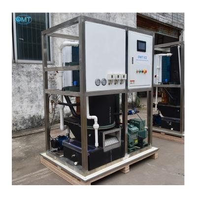 China Industriële ijstbuismachine met een capaciteit van 1000 kg ijstopslag en een roestvrijstalen buisverdamper Te koop