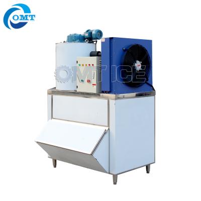 China 400 kg commerciële ijsflaker machine met ijsopslagbak en Siemens PLC-besturingssysteem Te koop
