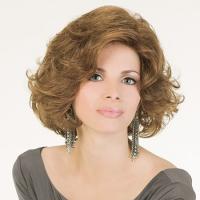 China Natural Curly Machine Made Wigs Synthetic Hair 22.5 Inch Medium Size for sale