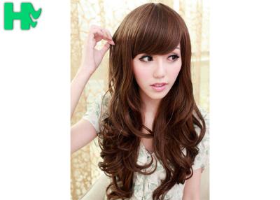 China Brown Long Wave Natural Synthetic Hair Wigs for Women 70cm Length for sale