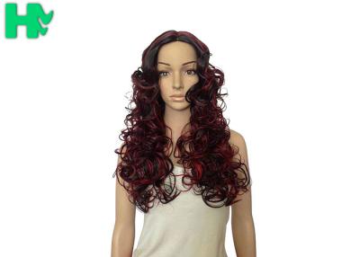Cina Adatti parrucche sintetiche lunghe a 22 pollici nere/rosse per i capelli ricci di Wave delle signore in vendita