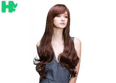 Cina Parrucche sintetiche extra-lunghe dei capelli amichevoli della fibra di calore, parrucca ondulata di Brown con i colpi in vendita