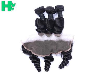 China 8’’ -  30’’ Loose Wave Virgin Hair / Brazillian Hair Bundles With 13*4 Closure for sale