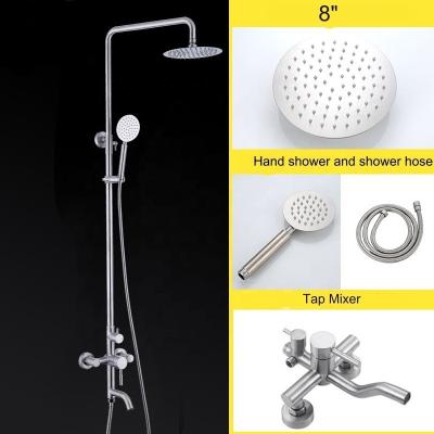 China Bestseller Metal Silver Square Built In Wall Concealed Mount Mixer Rain Shower Head And Hand Held Shower Faucet Set for sale
