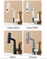 China Lizhen 3 Function Kitchen Basic Faucet LED Temperature Desk Mounted Pull-out Water Tap for sale