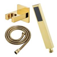 China Function Take a Shower Craft Titanium Copper Square Sprayer Hand Shower with Hose for sale