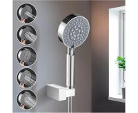 China Circular 5 Function Handheld Shower Head Popular and Durable Surface Finishing Chrome for sale